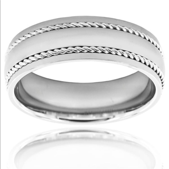 Accessories | Mens Polished Titanium With Sterling Silver Rope | Poshmark
